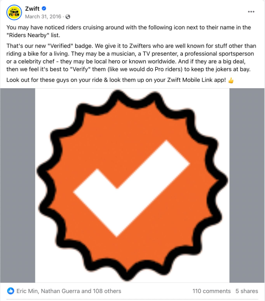 Zwift Elevates Cycling Esports Stars Verified Badge - The Zommunique'